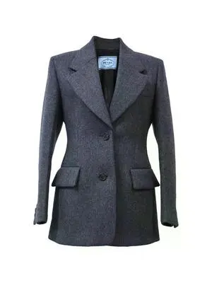 Prada Herringbone Single-breasted Blazer - Grey