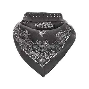 Destin Wool Scarf With Bandanda Motif - Grey