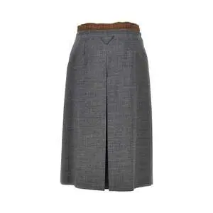 Prada Wool Midi Skirt With Underskirt
