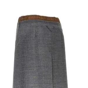 Prada Wool Midi Skirt With Underskirt