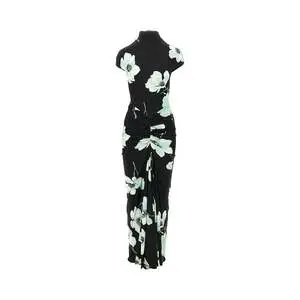 Alaïa Sakura Print Draped Long Dress