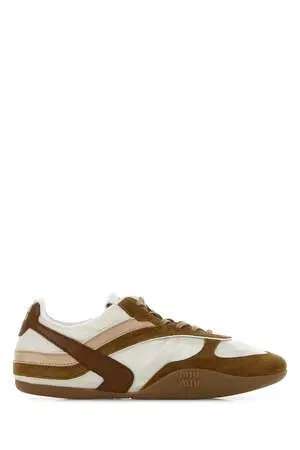 Miu Miu Two-tone Tech Fabric And Suede Gymnasium Sneakers - Multicolor