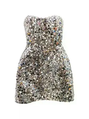 BRONX AND BRONCO Sequin-embellished Strapless Mini Dress - Silver