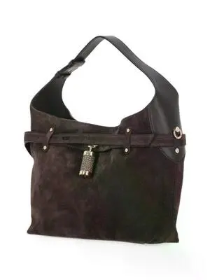 Borbonese Small Premere Hobo Suede Padlock Shoulder Bag