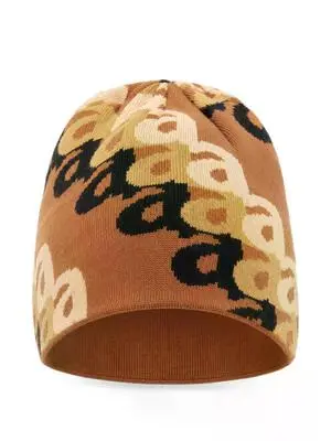 AWAKE NY Logo-pattern Beanie Hat - Brown