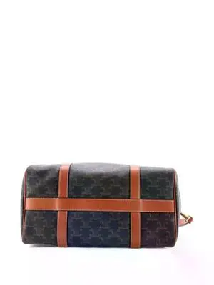 Celine Boston Bag Triomphe Coated Canvas Large Handbag