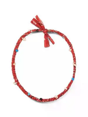 Alanui Bandana Braided Cowrie-shell Necklace - Red
