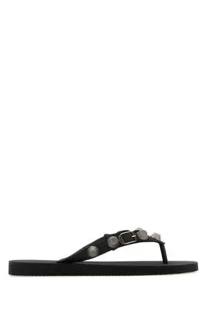 Balenciaga Rubber Cagole Thong Slippers - Black