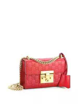 Gucci Padlock Ssima Leather Small Crossbody Bag - Red