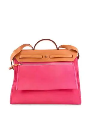 Hermès Herbag Zip Leather And Toile 39 Satchel - Brown