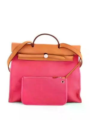 Hermès Herbag Zip Leather And Toile 39 Satchel - Brown