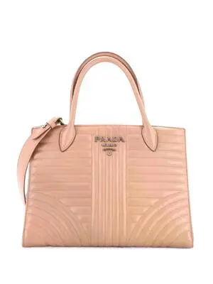 Prada Convertible Open Diagramme Quilted Leather Medium Tote Bag