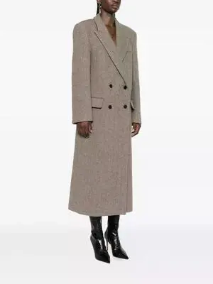 Source Unknown Reyna Double-breasted Coat - Brown