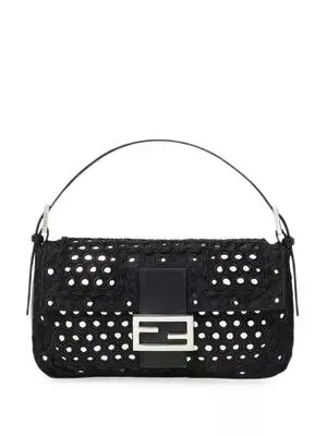 Fendi Baguette® 26424 Re-edition Bag With Embroidery And Mirrors - Black