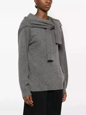 Source Unknown Shawl-detail Knitted Sweater - Grey