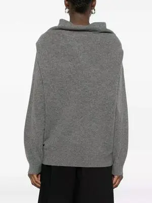 Source Unknown Shawl-detail Knitted Sweater - Grey