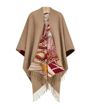 FERRAGAMO Cashmere And Silk Reversible Cape - Light Brown