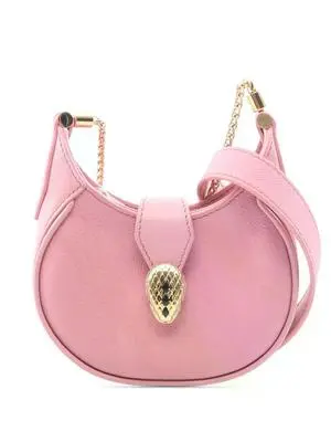 BVLGARI 2010-2026 Micro Leather Serpenti Ellipse Crossbody Bag - Pink