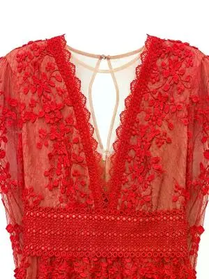 BRONX AND BRONCO Lace-embroidered Ruffled Mini Dress
