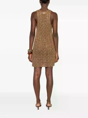 CIRCUS HOTEL Sequin-embellished Crochet-knit Mini Dress