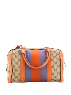 Gucci Vintage Web Boston Bag Gg Canvas Satchel - Brown
