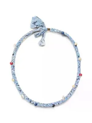 Alanui Bandana Braided Cowrie-shell Necklace - Blue