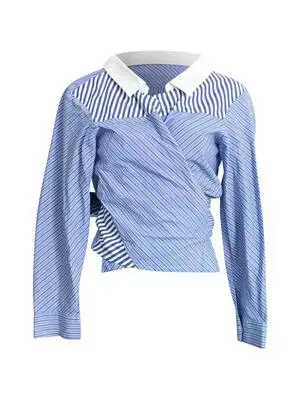 Maje Lim Striped Asymmetric Shirt - Blue