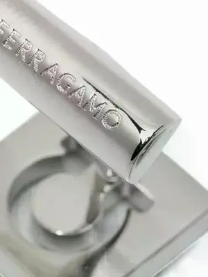 FERRAGAMO Gancini Diagonal-stripe Cufflinks - Silver