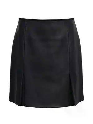 Hermès 2023 Front-slit Leather Mini Skirt - Black