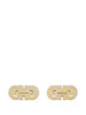 Ferragamo Gold Tone Cufflinks & Tie Clips For Men
