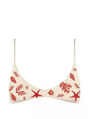 MC2 SAINT BARTH Paloma Bralette Bikini Top In Cream With Bead Details