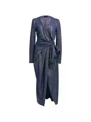 Talbot Runhof Glittered Wrap Maxi Dress