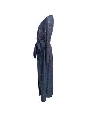 Talbot Runhof Glittered Wrap Maxi Dress