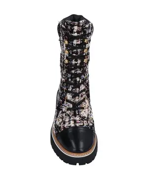 Tory Burch Tweed And Leather Lace-up Ankle Boots