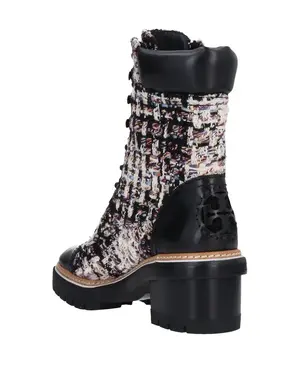 Tory Burch Tweed And Leather Lace-up Ankle Boots