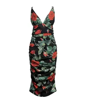 Dolce & Gabbana Floral V-neck Sleeveless Dress