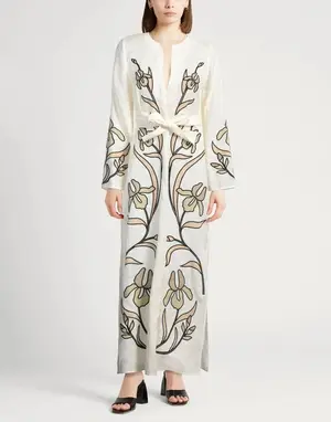 Tory Burch Floral-print Linen Long Sleeve Kaftan