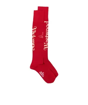 VIVIENNE WESTWOOD Logo-print Orb-motif Knee High Socks - Red