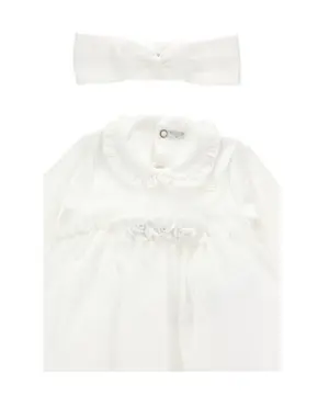 Monnalisa Floral-embellished Ruffled-collar Dress And Headband Set