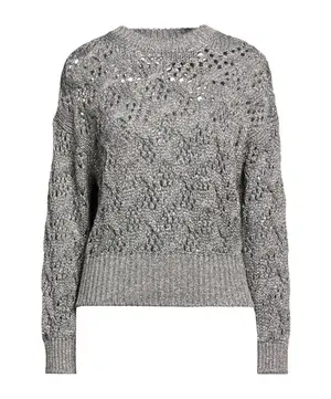 Max Mara Metallic Knit Crew Neck Pullover