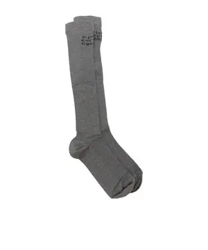 MAISON MARGIELA Logo-print Ribbed Socks - Grey