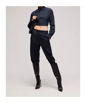 Gucci Cropped Checked Cotton Poplin Shirt