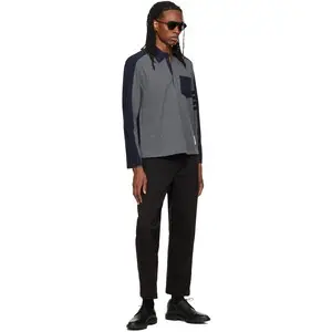 Thom Browne Gray Navy Blue Oversized Colorblock Rugby Polo Shirt