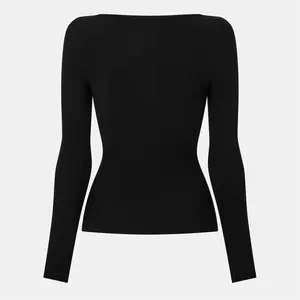 Balenciaga Long-sleeve Ribbed Scoop Neck Top