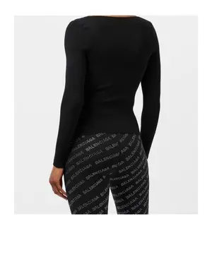 Balenciaga Long-sleeve Ribbed Scoop Neck Top