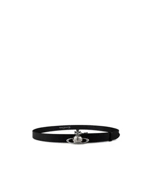 VIVIENNE WESTWOOD Saturn Orb Buckle Belt - Black/silver