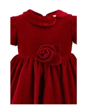 Monnalisa Rose-appliqué Peter Pan-collar Dress