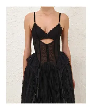 Zimmermann Valiant Lingerie Mini Dress - Black