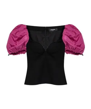 Dsquared2 Snow-tech Puff-sleeve Top - Black