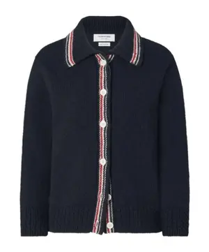 Thom Browne Hector Pointelle-knit Cardigan - Navy Blue